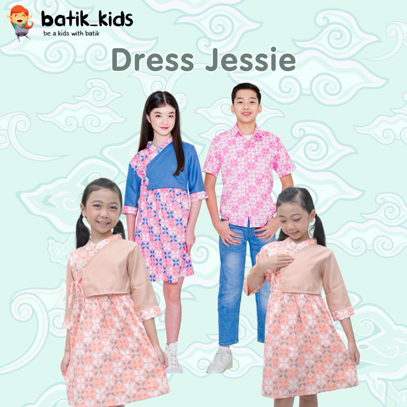 Jual NEW BATIK KIDS DRESS BATIK ANAK KIMONO JESSIE PINK DAN SALEM ORENS ...