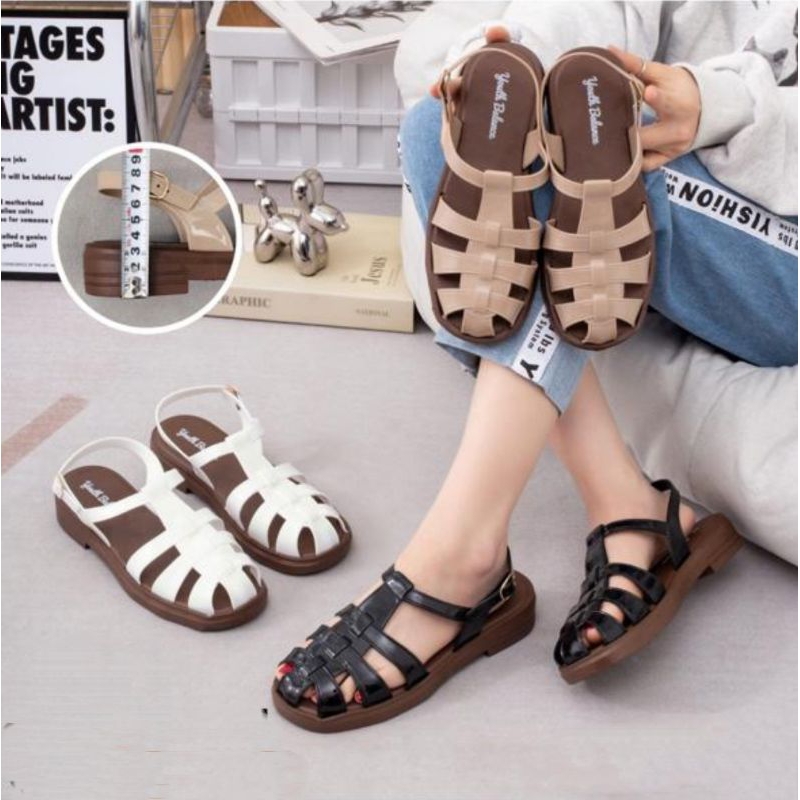 Jual Sepatu Jelly Wanita Sepatu Wedges Tali YB 062 | Shopee Indonesia