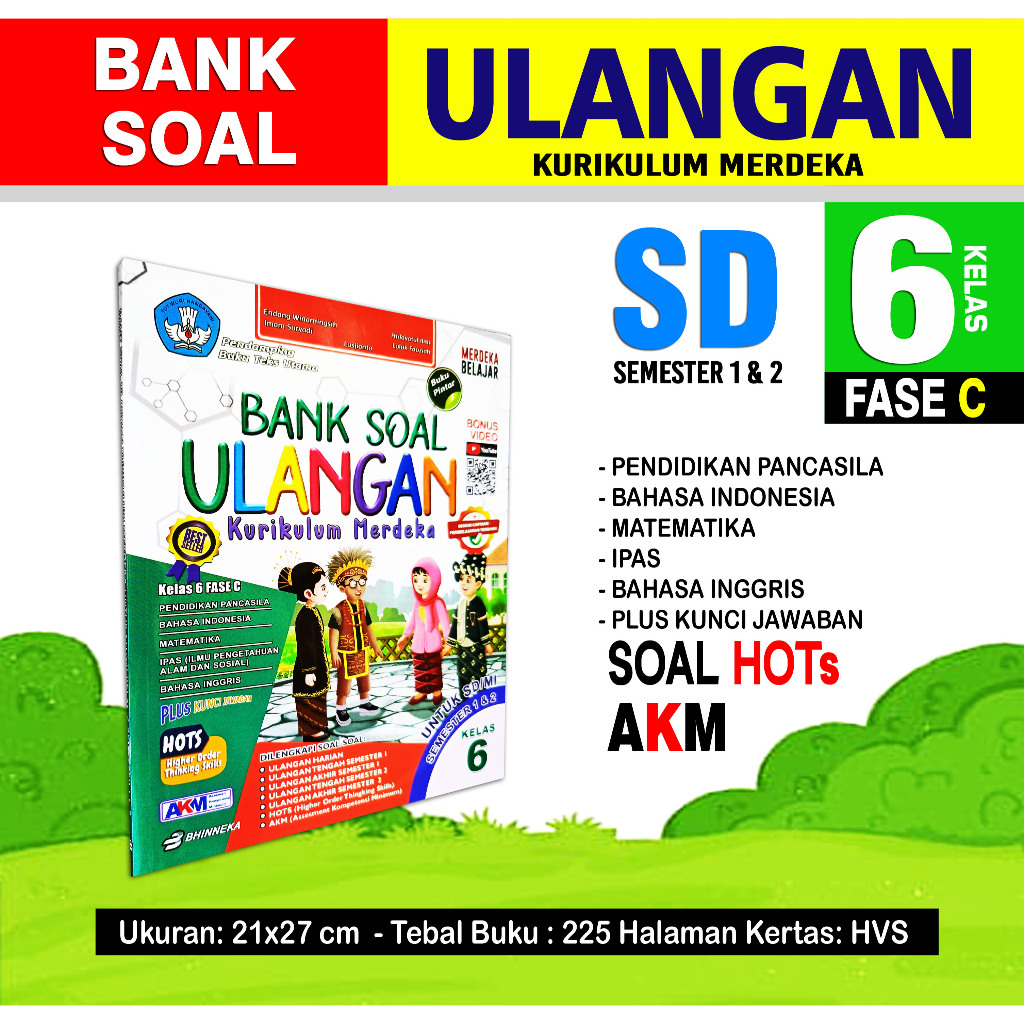 Jual BANK SOAL ULANGAN Kurikulum Merdeka SD/MI Kelas 6 ( CP TERBARU 2024) | Shopee Indonesia