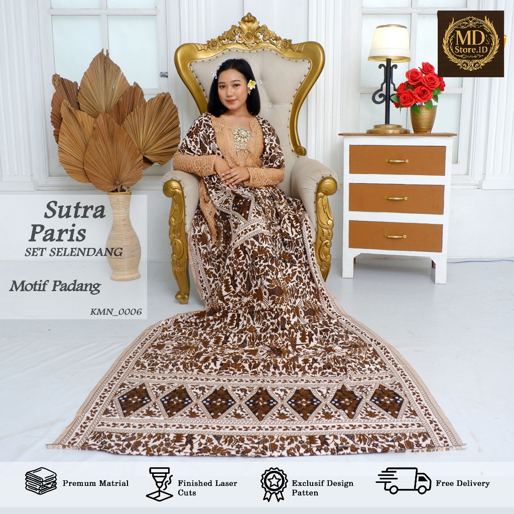 Jual KamenSet Selendang Motif Batik Sopal Padang Sutra Paris ATBM ...