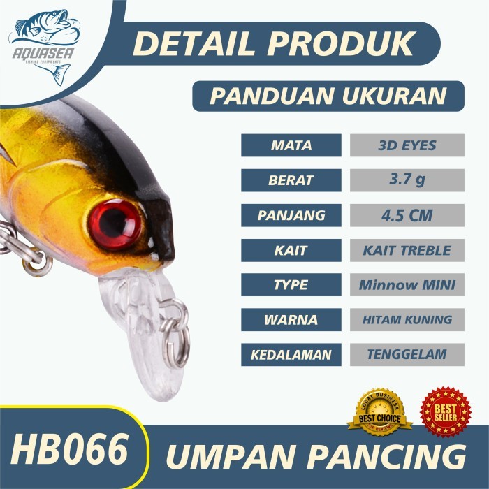 Jual AQUASEA- Umpan Pancing HB066 Bentuk Ikan Kecil Panjang 4.5cm/3.7g ...