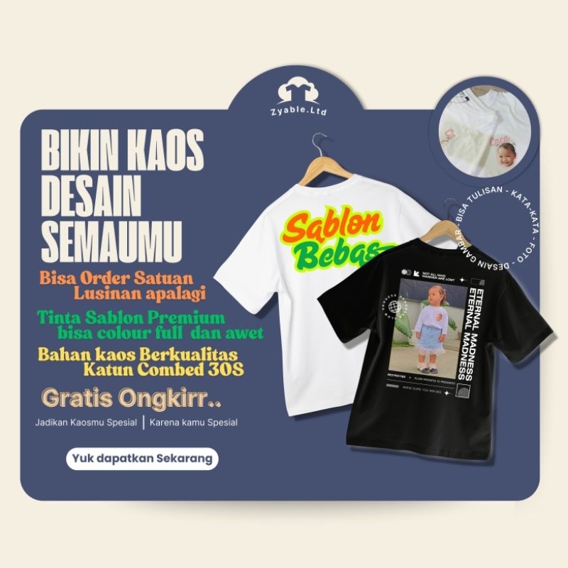 Jual Zyable - Sablon Custom Satuan | Gambar/Tulisan suka-suka | Nama Sendiri | Tulisan Kata Kata ...