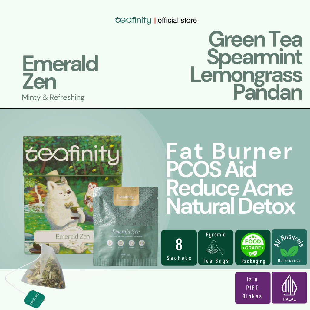 Jual Teafinity Emerald Zen | Green Tea Spearmint Pandan Lemongrass ...