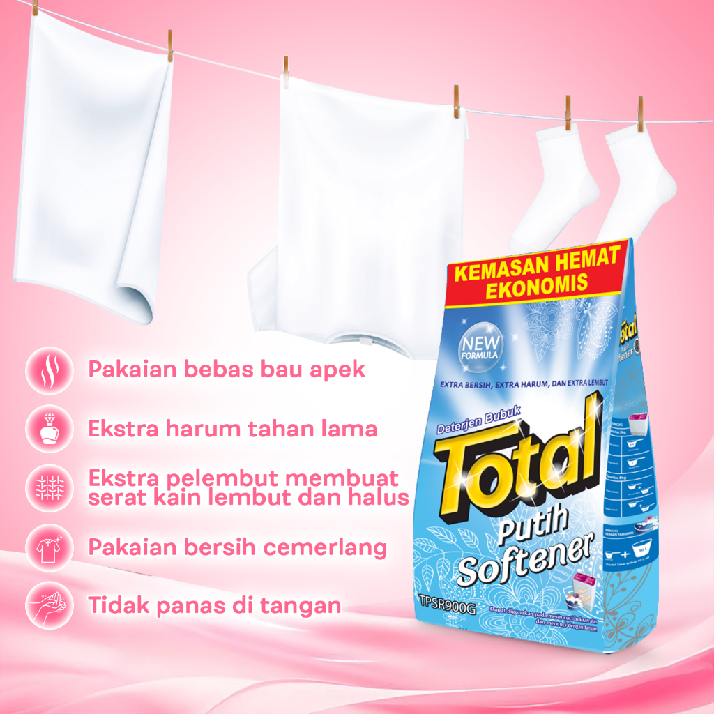 Jual Sabun Detergent Bubuk Total Putih Softener 770 gr | Shopee Indonesia