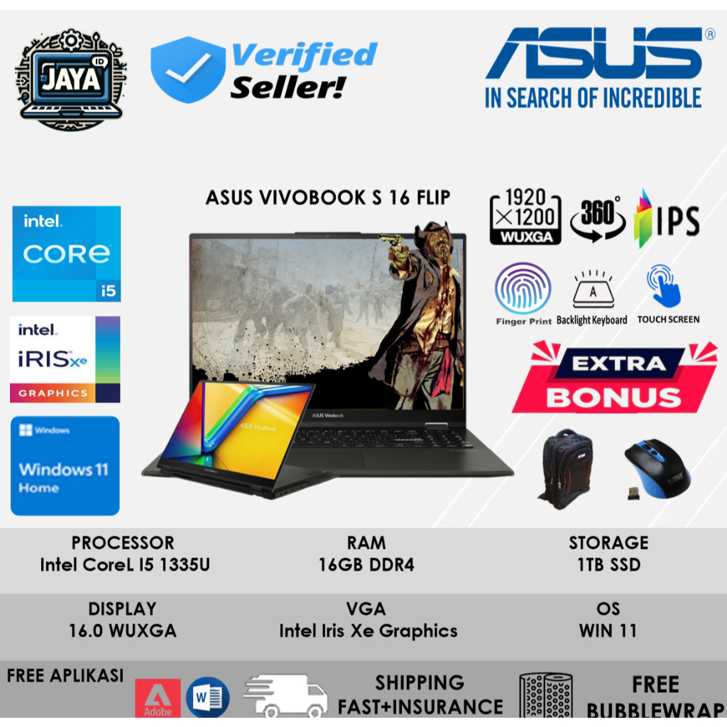 Jual Laptop 2In1 Asus Vivobook S 16 Flip TP3604VA Intel i5 1335U 16RAM ...