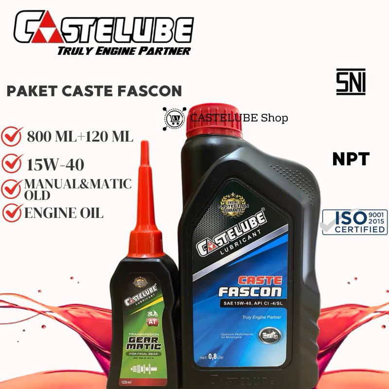 Jual Castelube Fascon Paket 15W-40 (800ml & Gear Matic 120ml) | Shopee Indonesia