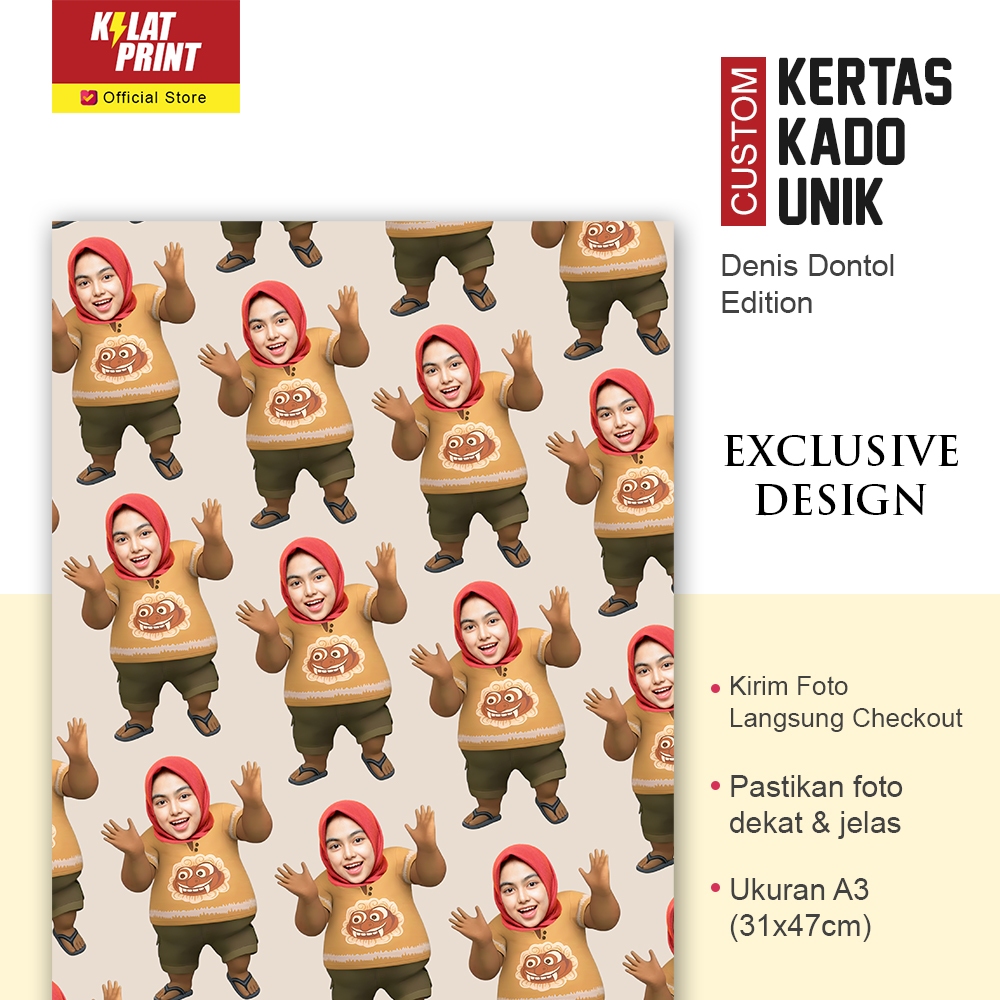 Jual Custom Kertas Kado Muka Kado Ulang Tahun Unik Denis Dontol Edition ...