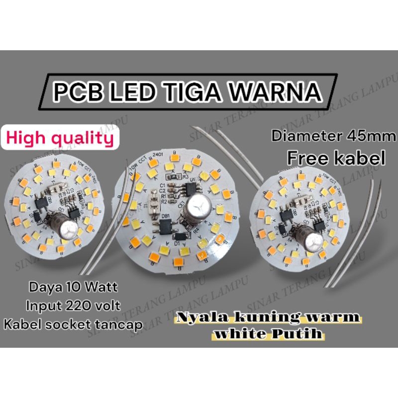 Jual PCB LAMPU LED 3 WARNA MODUL LAMPU TRICOLOR MATA LED KUNING PUTIH ...