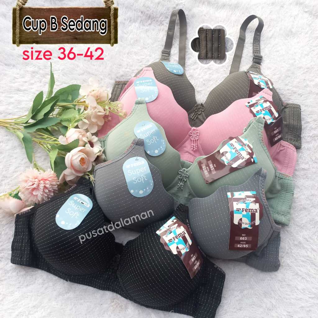 Jual BRA FEMA 663 2230 597 229 BH GELOMBANG CUP B BUSA TIPIS HAK 3 SIZE ...