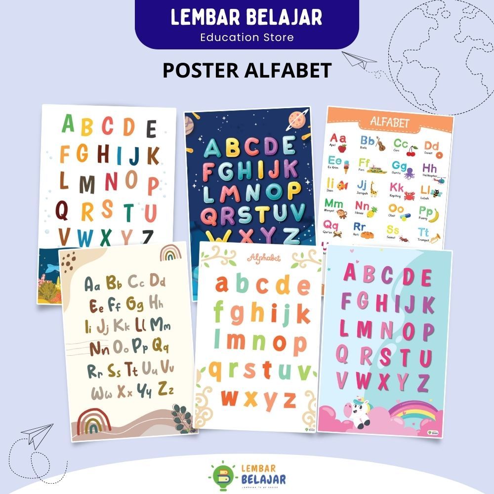 Jual Lembar Belajar Poster Edukasi Alfabet - Abjad Besar dan Kecil ...