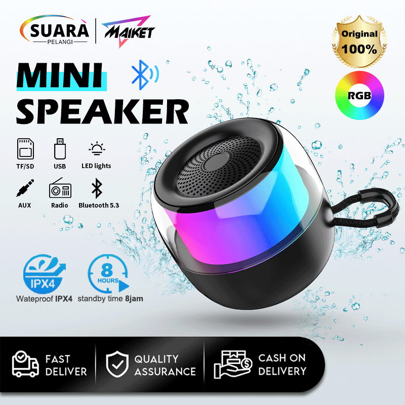 Jual MAIKET Speaker Bluetooth Mini RGB Light Portable IPX4 Waterproof ...