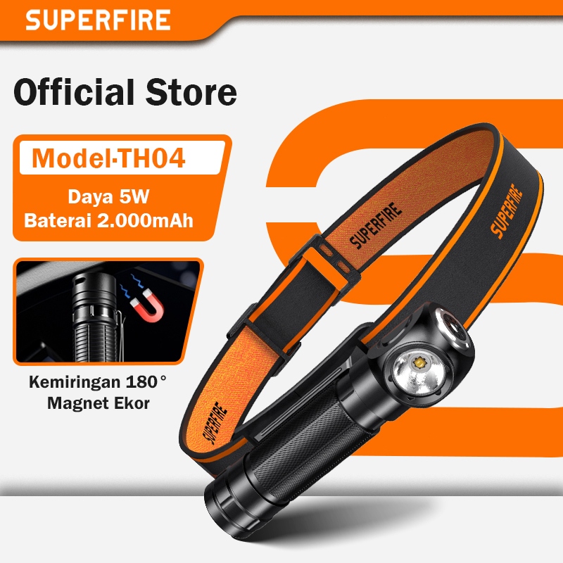 Jual Senter Kepala SUPERFIRE TH04 Baterai 18650 Daya Tinggi Kapasitas Besar Multifungsi ...