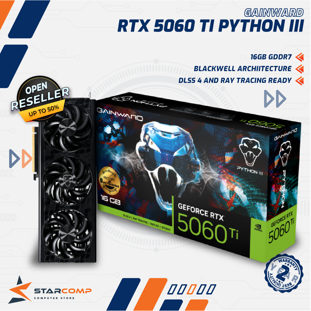 Jual Gainward GeForce RTX 5060 Ti Python III 16GB DDR7 VGA 5060TI ...