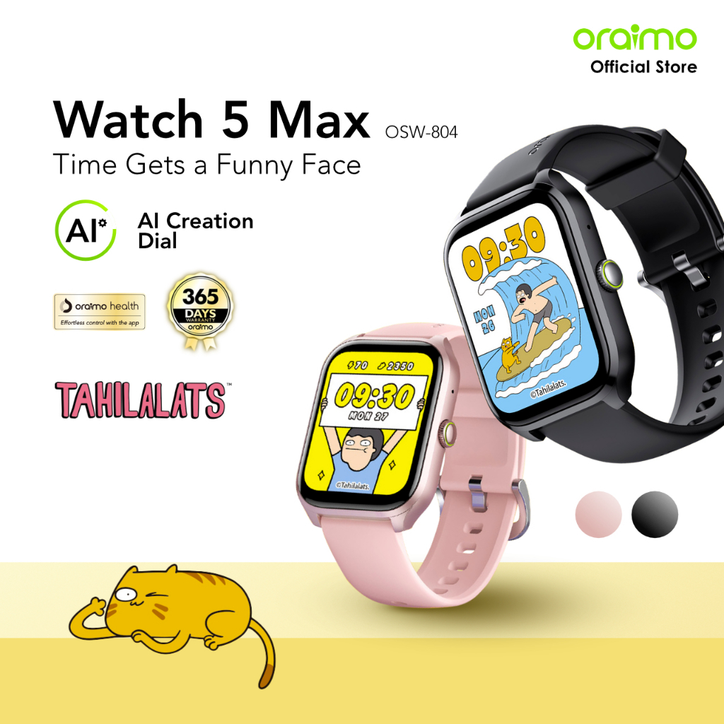 Jual oraimo x Tahilalats Smartwatch Watch 5 Max OSW-804 Large Screen 2.01'' Jam Tangan Bluetooth ...