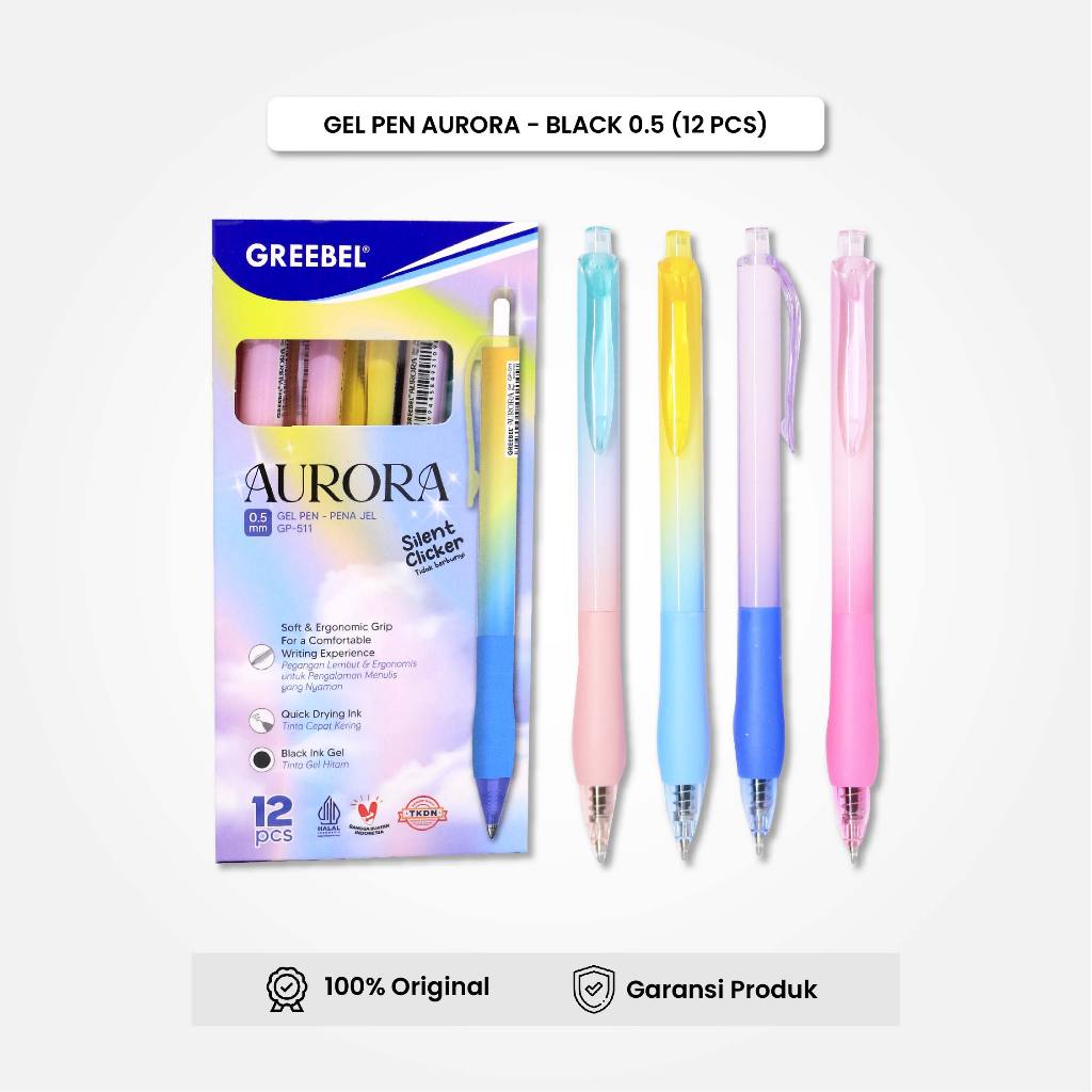 Jual GREEBEL Gel Pen Pulpen Pena GP-511 Aurora 0.5 Hitam Pulpen Grosir Termurah | Shopee Indonesia