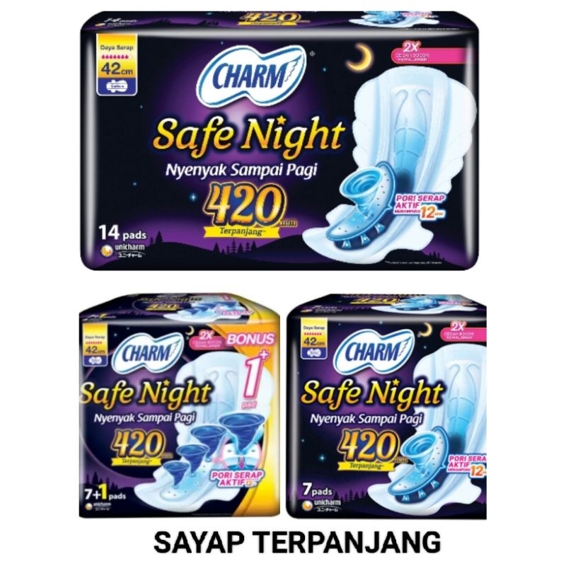 Jual (gathers) Charm safe night 42 cm pembalut malam | Shopee Indonesia