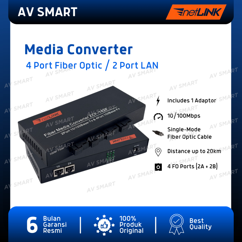 Jual Netlink Media Converter 4 FO 2 LAN 10/100 4 Fiber Optic 2 Ethernet Switch | Shopee Indonesia