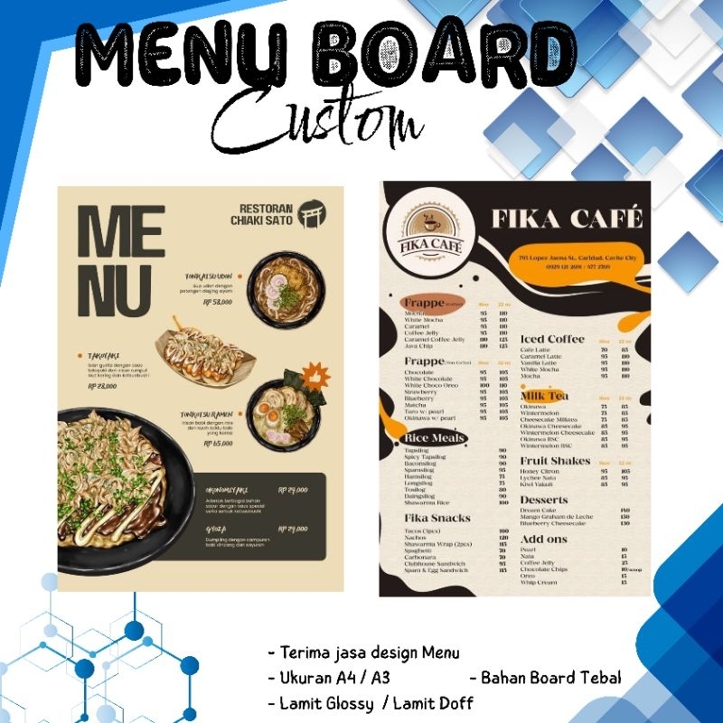 Jual MENU BOARD CUSTOM TEBAL 2 sisi - MENU KULINER - PRINT MENU - CETAK ...