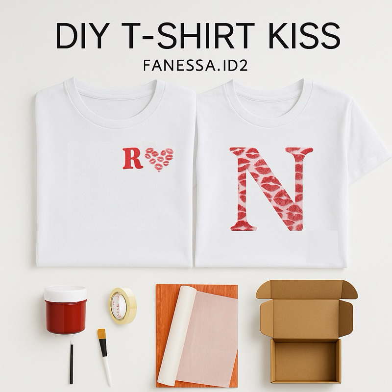 Jual (freebox&kertas setrika)DIY T-SHIRT KISS| BAJU CAP BIBIR SENDIRI | BAJU KISS BIBIR SENDIRI ...