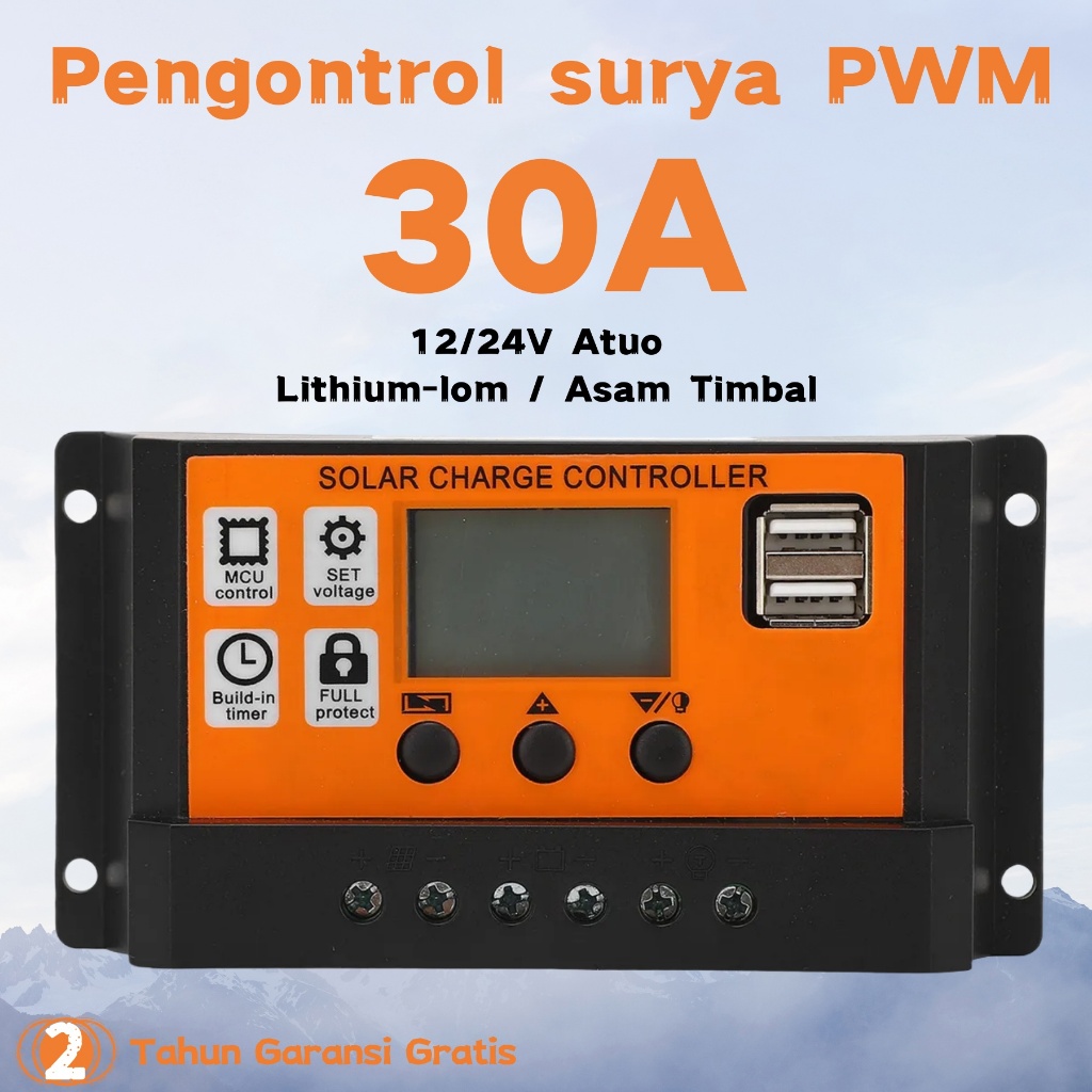 Jual Solar Charge Controller LCD LED Display Solar cell PWM 12V/24V 30A Charger | Shopee Indonesia