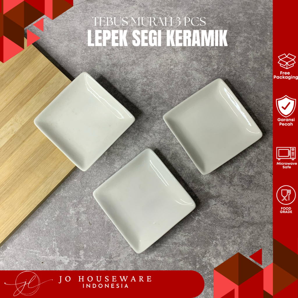 Jual SET 3 PCS Lepek Segi Keramik Premium Putih Polos Ukuran 10,5 x 10 ...