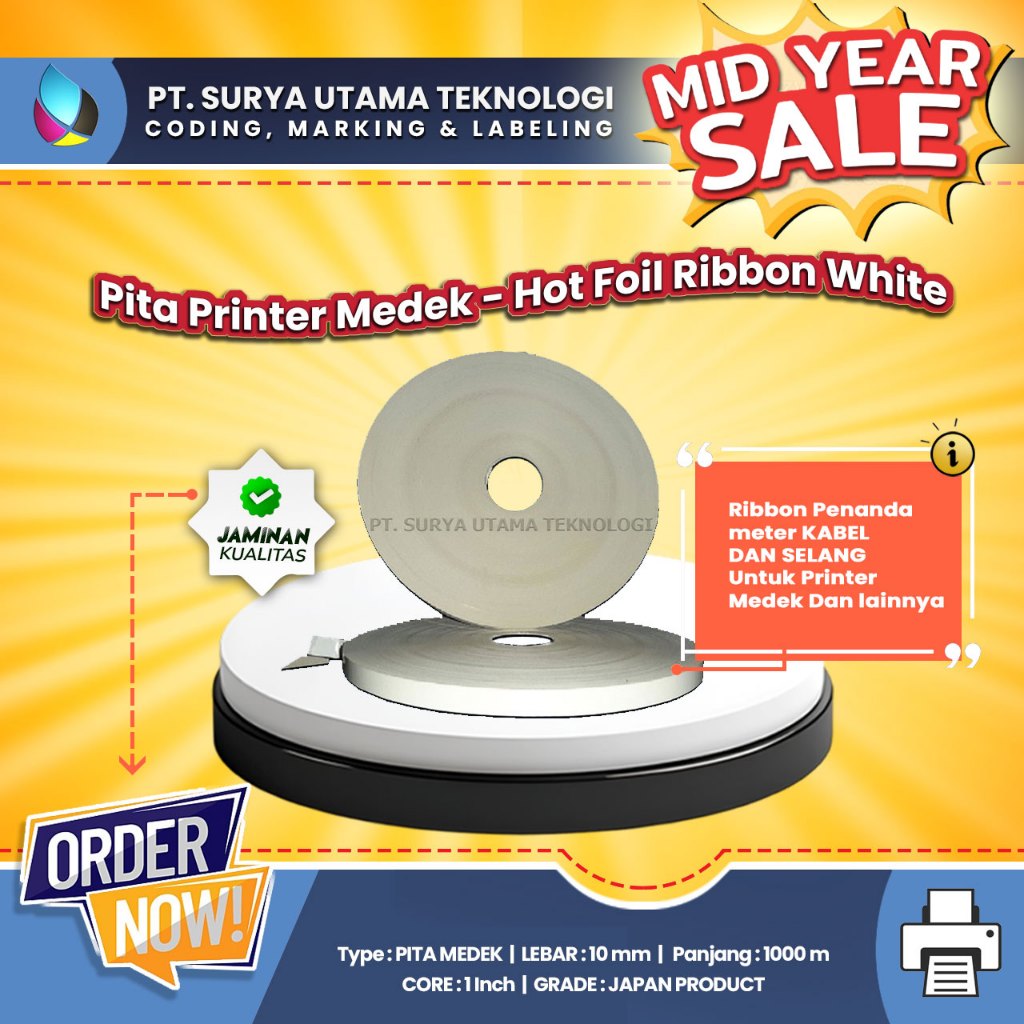 Jual PITA PRINTER MEDEX HOT FOIL RIBBON WHITE 10MM X 1000M | Shopee ...