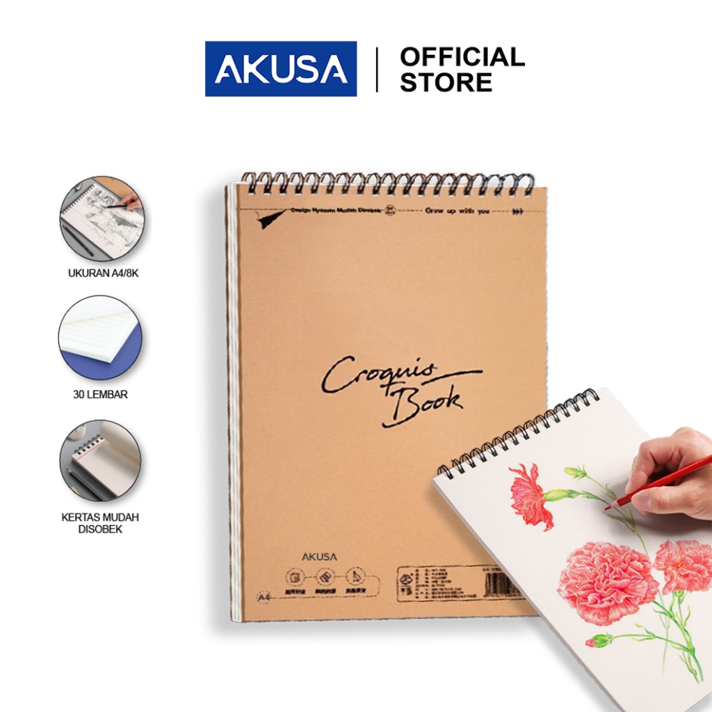 Jual AKUSA Sketchbook Buku Sketsa A4/8K Buku Gambar Sketsa Spiral ...