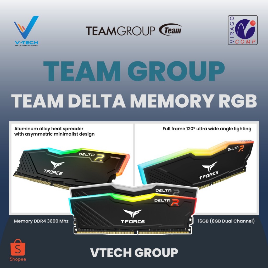 Jual Team Group Delta Memory RGB 16GB (2x8GB) DDR4 3600 MHz | Shopee ...