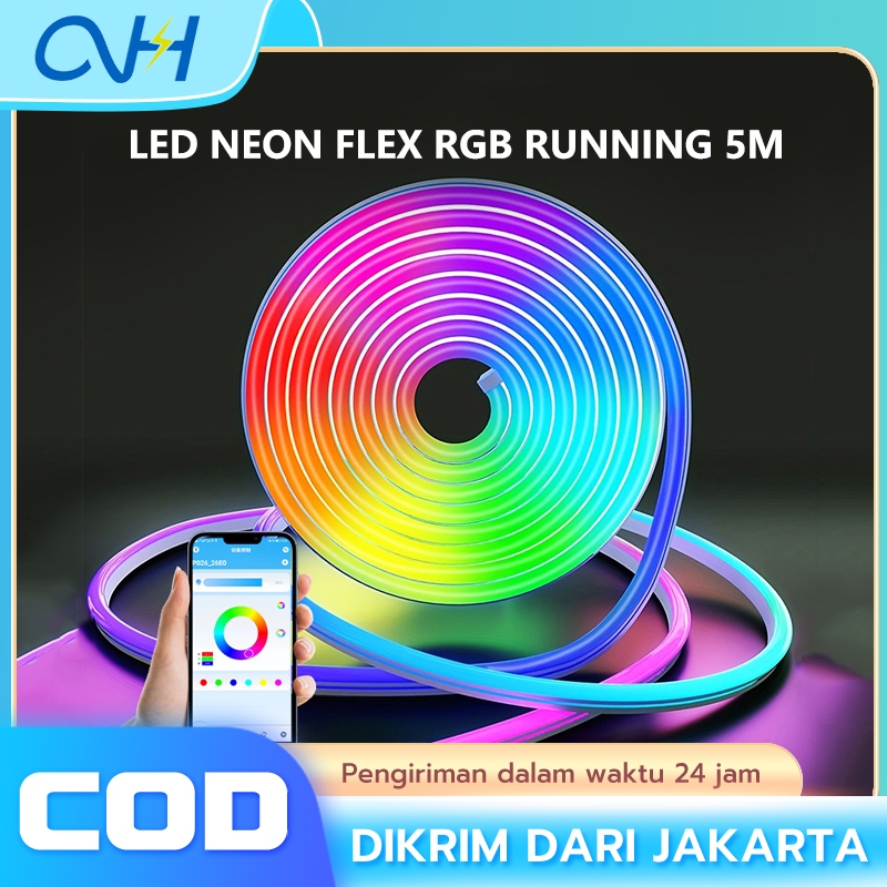 Jual PAKET LED NEON FLEX RGB RUNNING 5M METER DC 12V/24V SENSOR SUARA ...