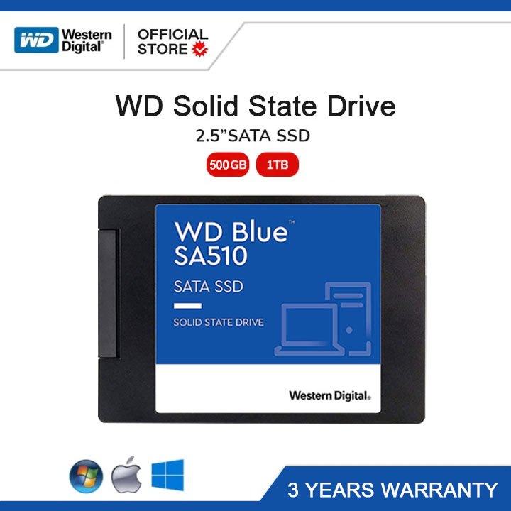 Jual Western Digital WD Blue SA510 SATA 2.5inch | 7mm Cased Internal SSD | 500GB & 1TB | Shopee ...