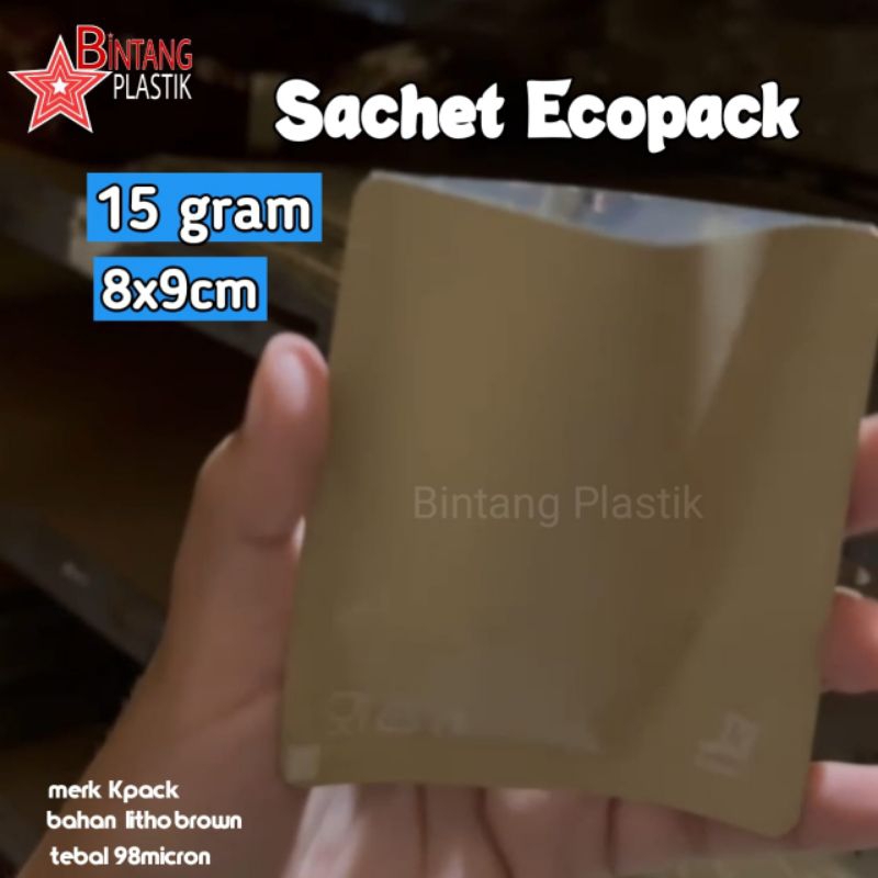 Jual KPACK 15G SACHET ECOPACK 15 gram LITHO BROWN WARNA COKLAT PAPER ...