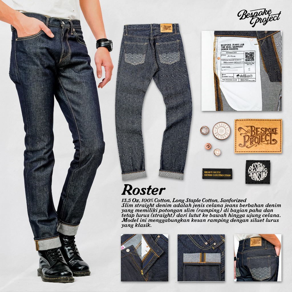 Jual Bespoke Project - Celana Jeans Roster Raw Denim | Shopee Indonesia