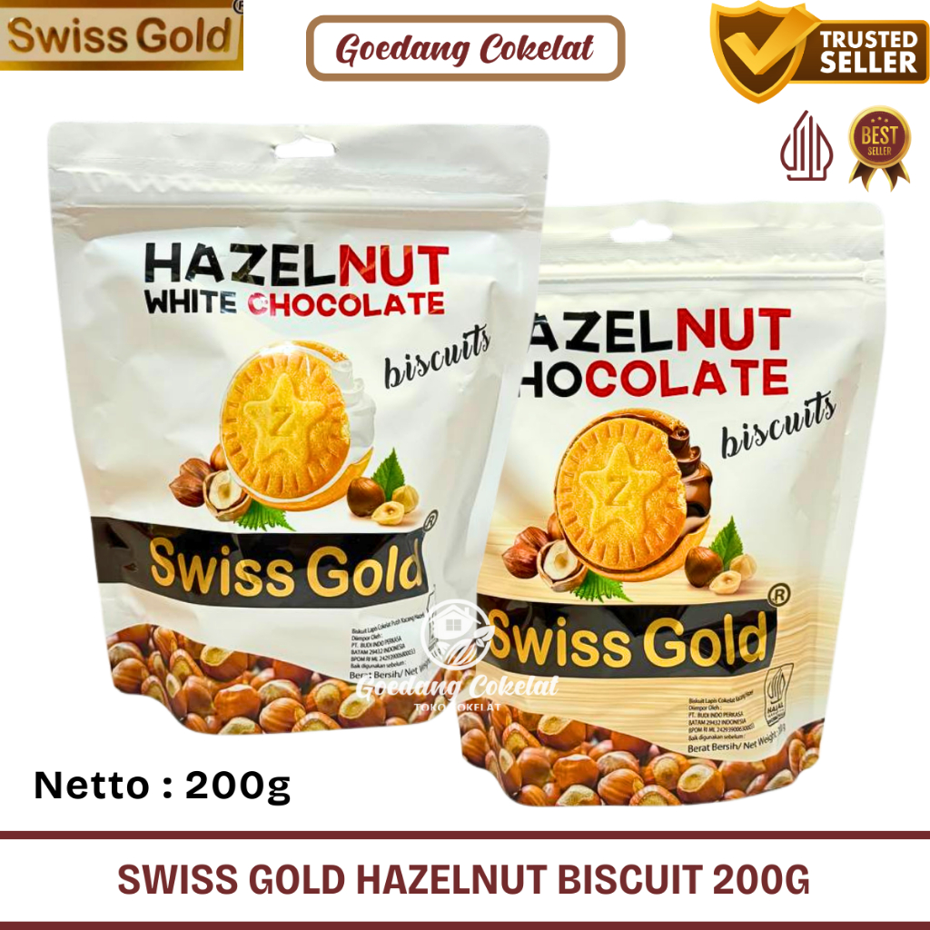 Jual Swiss Gold Hazelnut Biscuit Biskuit Hazelnut Milk White Chocolate ...