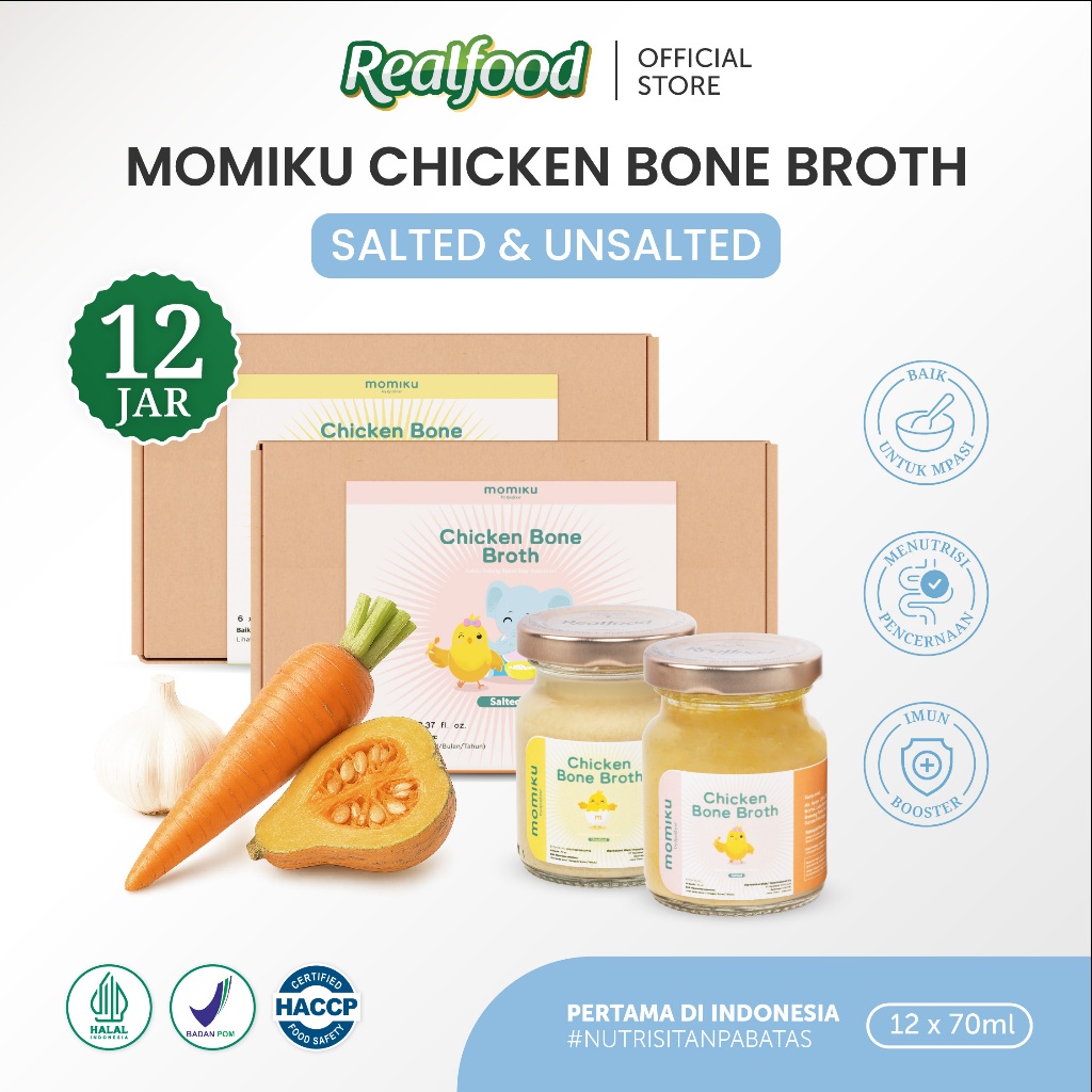 Jual Realfood Momiku Chicken Bone Broth Mix Salted & Unsalted | Shopee ...