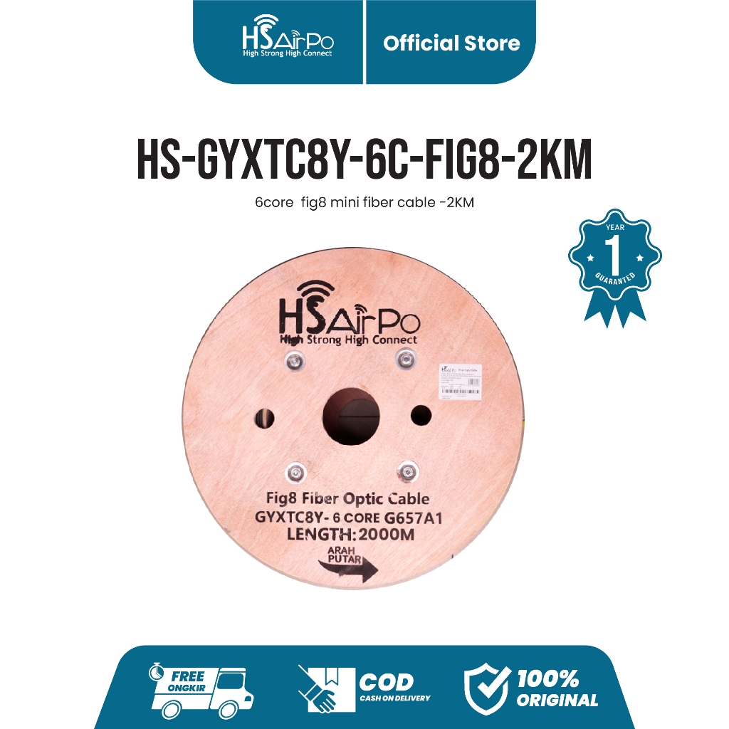 Jual HSAirpo Kabel Fiber Optik GYXTC8Y 6 Core FIG8 – 2KM Cocok untuk Jaringan Udara HS-GYXTC8Y ...