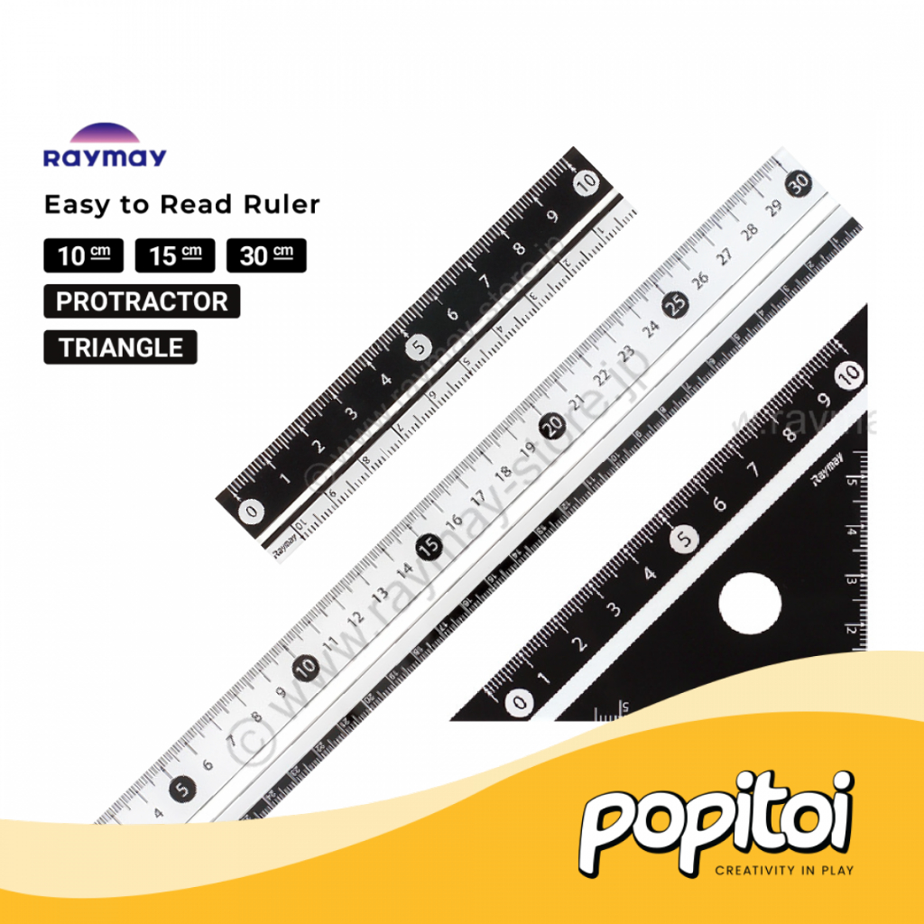 Jual Raymay Easy-to-Read GRID Black and White Ruler 10 15 30 36 cm Penggaris Lurus Segitiga ...