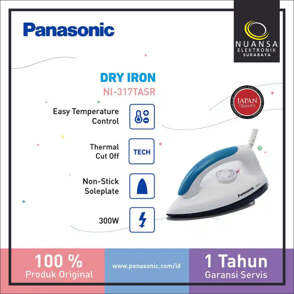 Jual PANASONIC Setrika Listrik NI-317T Biru / Blue NI 317T COCOLO ...