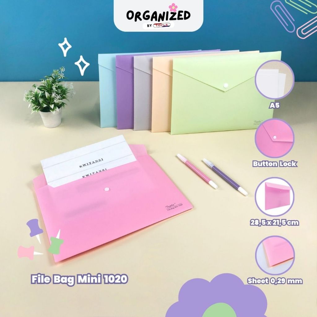 Jual Topla file bag 1020 mini map file kancing kertas berkas kantoran ...