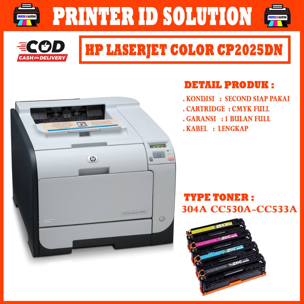 Jual PRINTER HP COLOR LASERJET CP2025dn CP2025 PRINTER COLOR A4 F4 | Shopee Indonesia