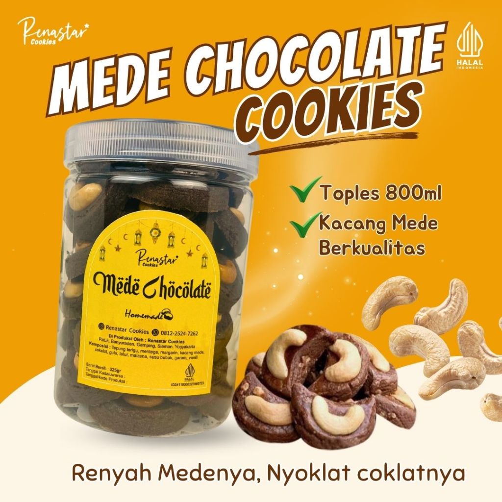 Jual Mede Chocolate Cookies Renyah Nyoklat Toples 800ml | Shopee Indonesia
