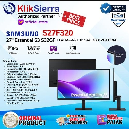 Jual Monitor Samsung S24C310 S24F320 S27F320 S27C310 ESSENTIAL S3 S32FG ...