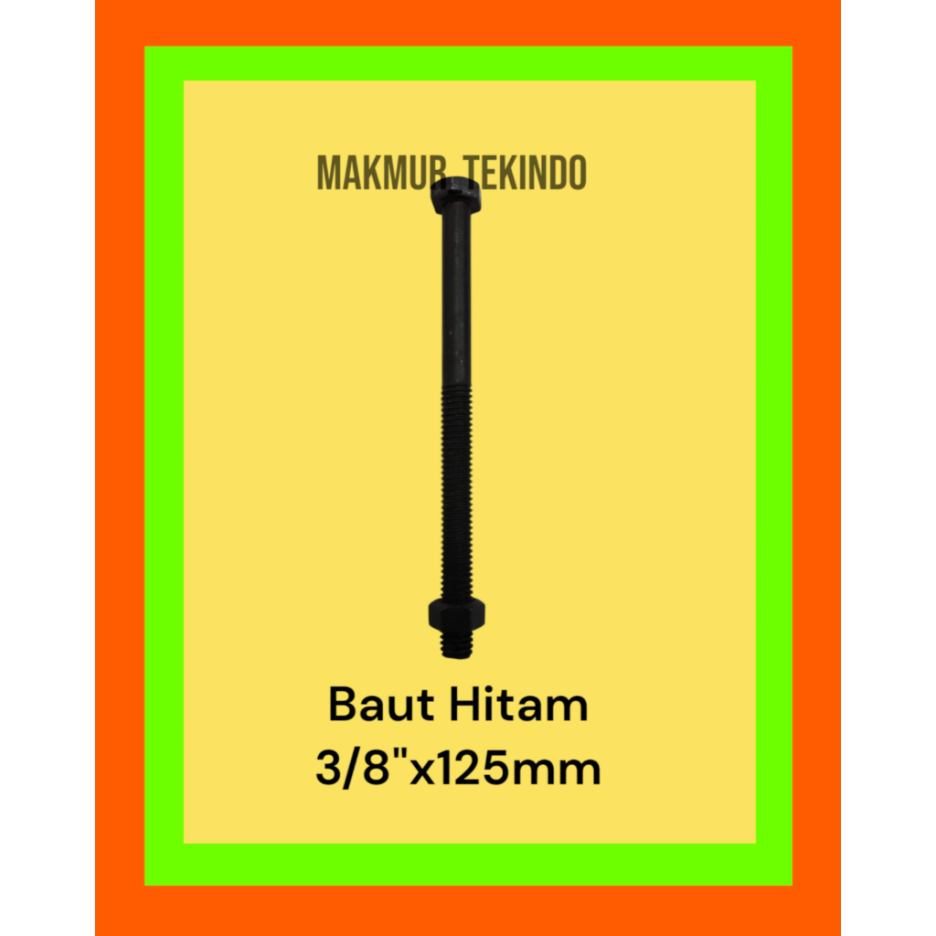 Jual Baut Hitam Hexagon 3/8" x 12,5cm (5 inch) Kunci 14# Baut 3hun x 12 ...