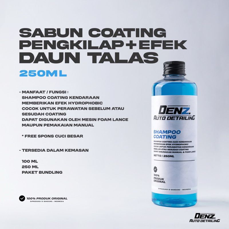 Jual SHAMPOO COATING EFEK HYDROPROBIC DENZ AUTO DETAILING | Shopee ...