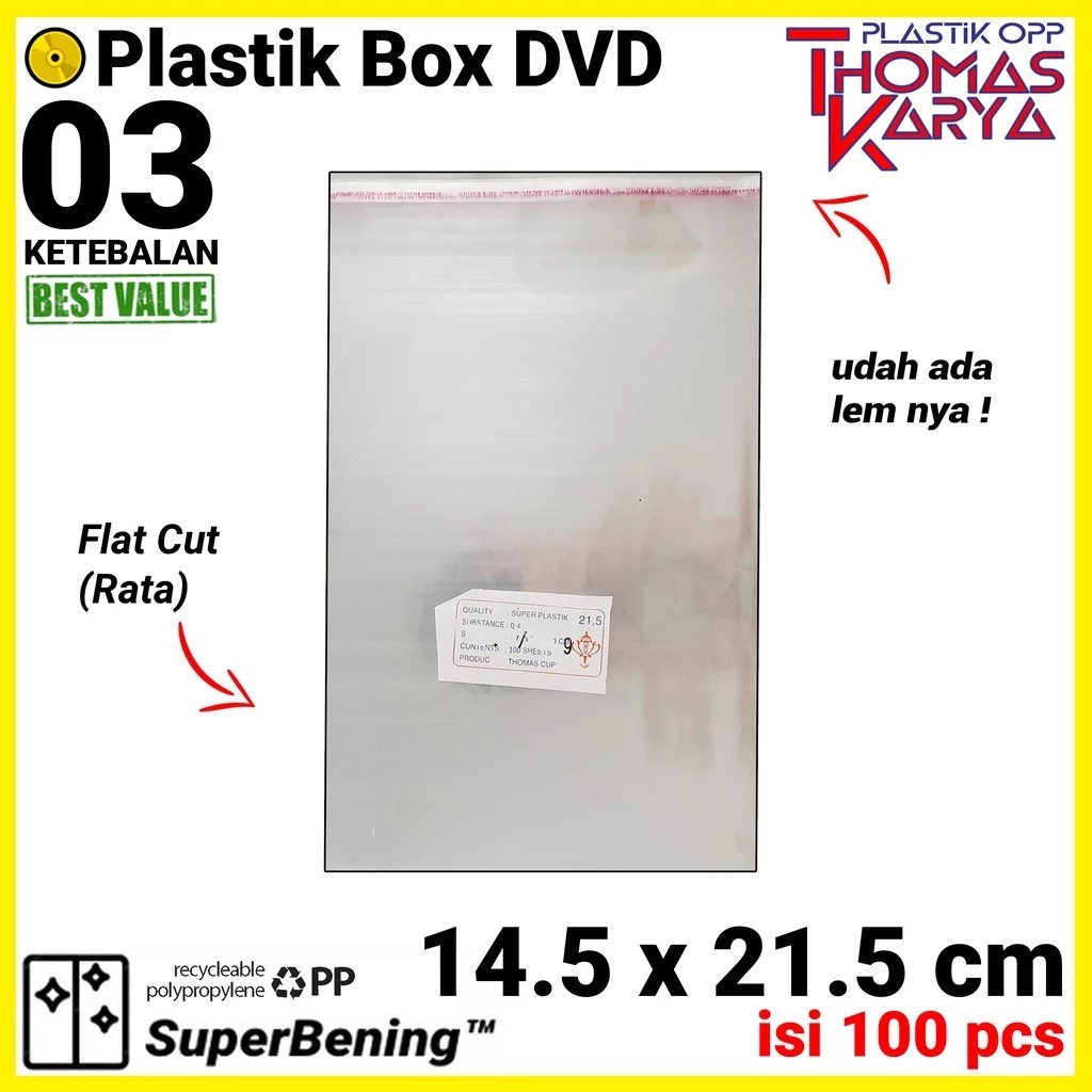 Jual Plastik OPP 14,5x25 TEBAL | Isi 100 | Kantong Bening | Kemasan Box DVD | Kemasan Kue Roti ...