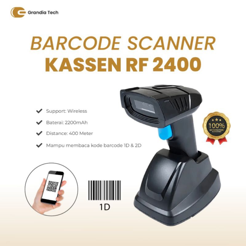 Jual Kassen RF2400 Barcode Scanner 2D Wireless Scan Barcode QR Kotak ...