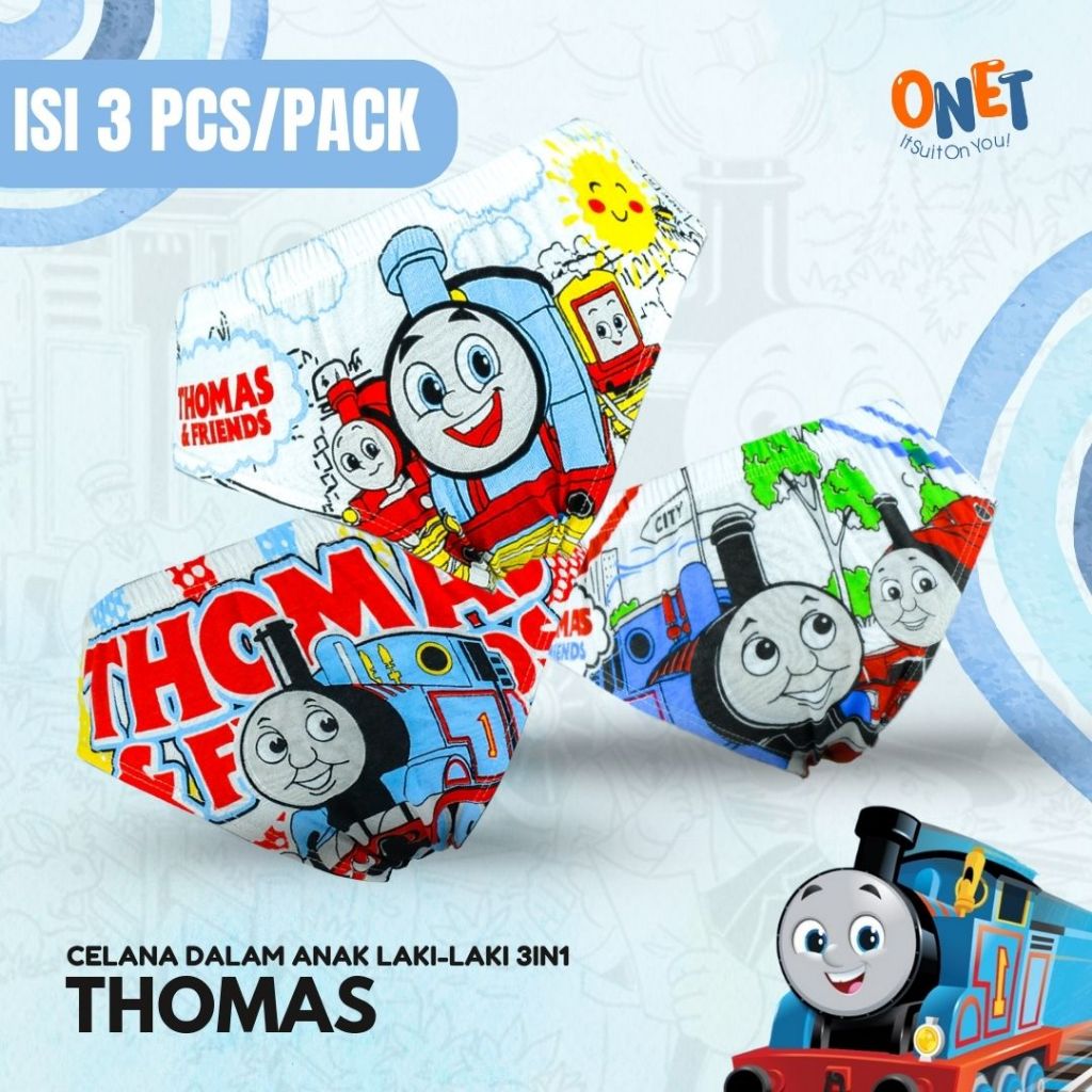 Jual Celana Dalam Anak Laki-Laki 3in1 Thomas Katun 3-8 Tahun Isi 3 pcs ...