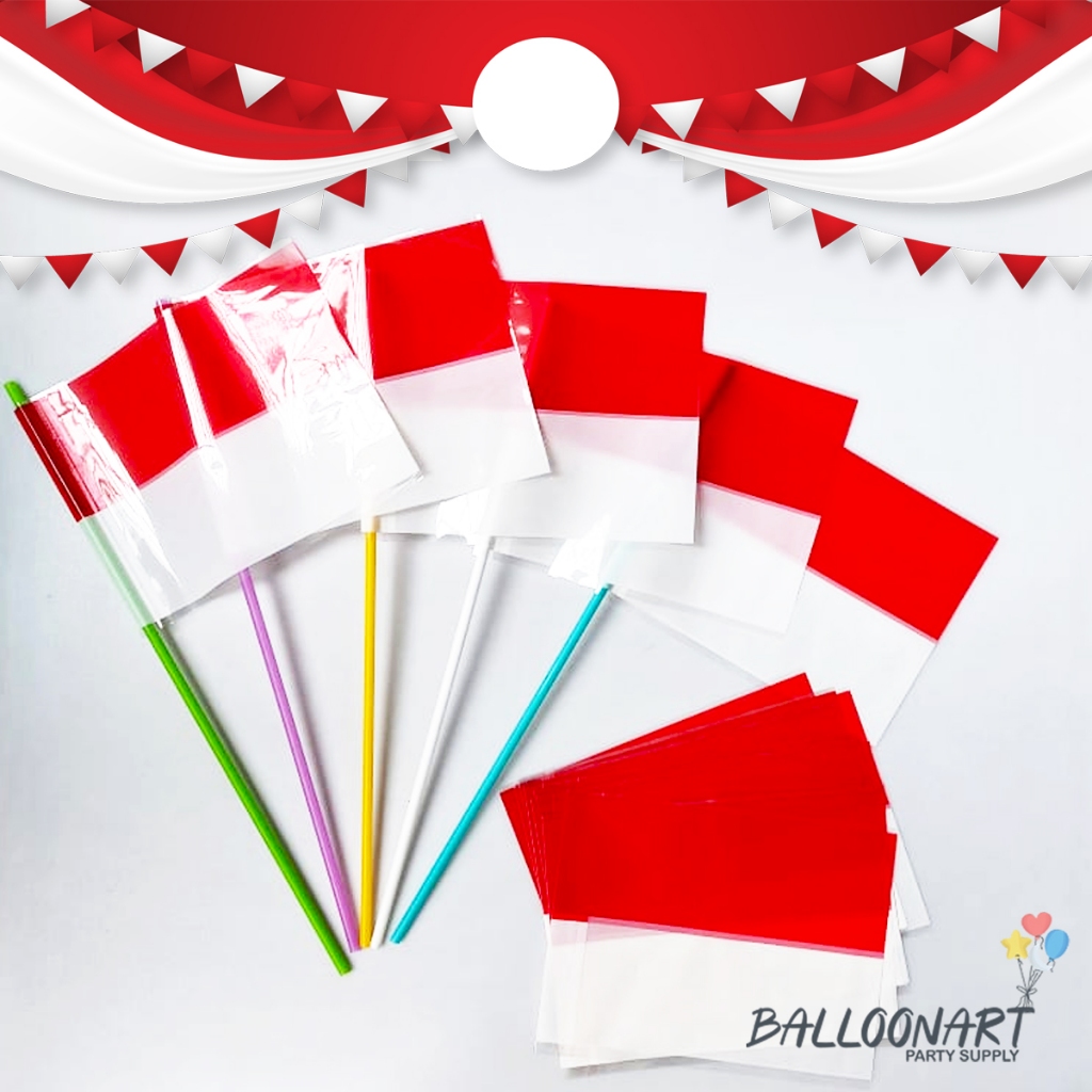 Jual Dirgahayu Bendera POLOS Merah Putih Plastik isi 50pcs/Bendera ...