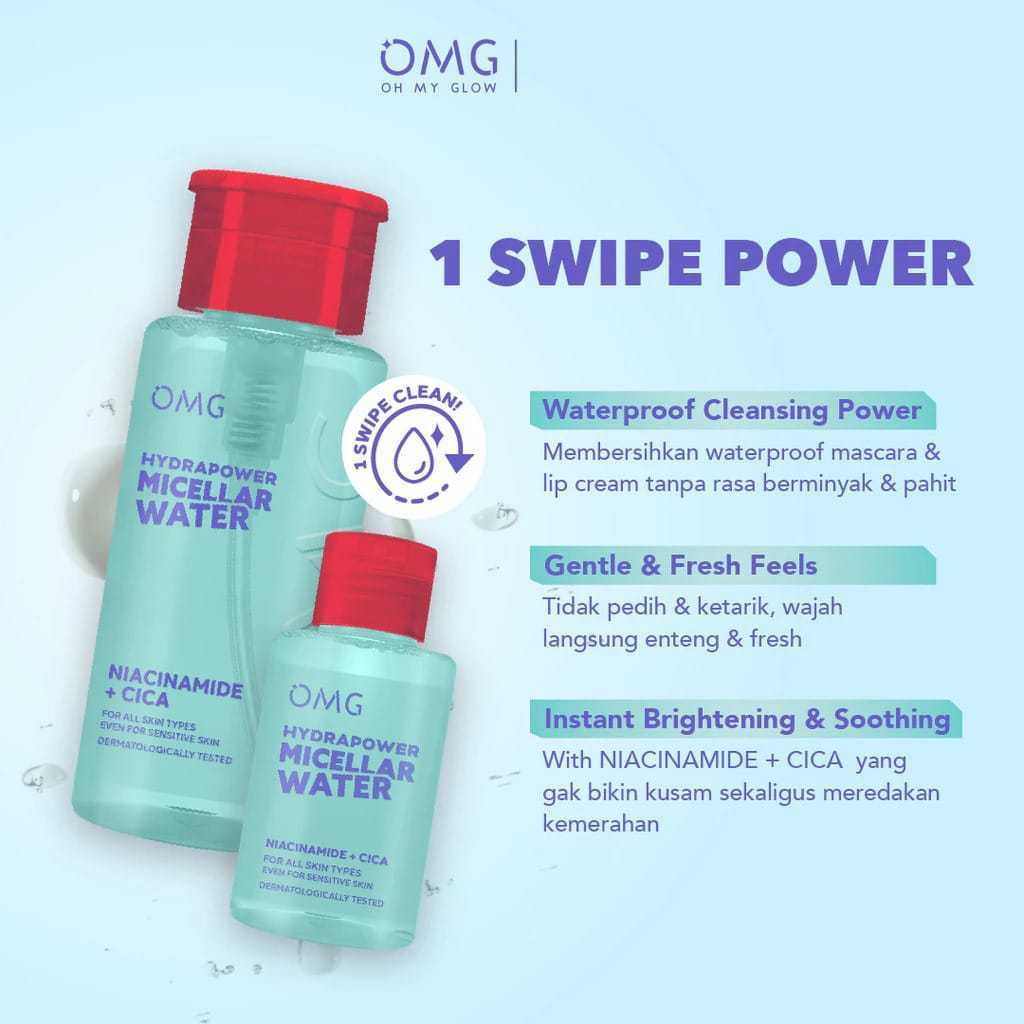 Jual OMG Hydrapower Micellar Water Niacinamide + Cica 65ml 300ml ...