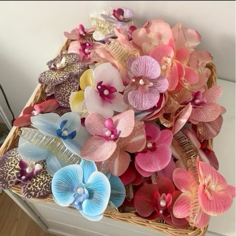 Jual Jepit rambut jedai bunga anggrek 11cm cantik | Shopee Indonesia