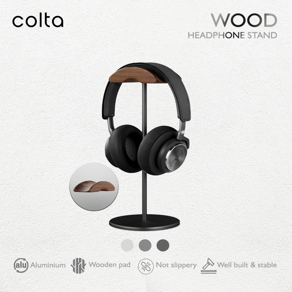 Jual Colta Wood Headphone Stand Holder Universal Aluminium Steel ...